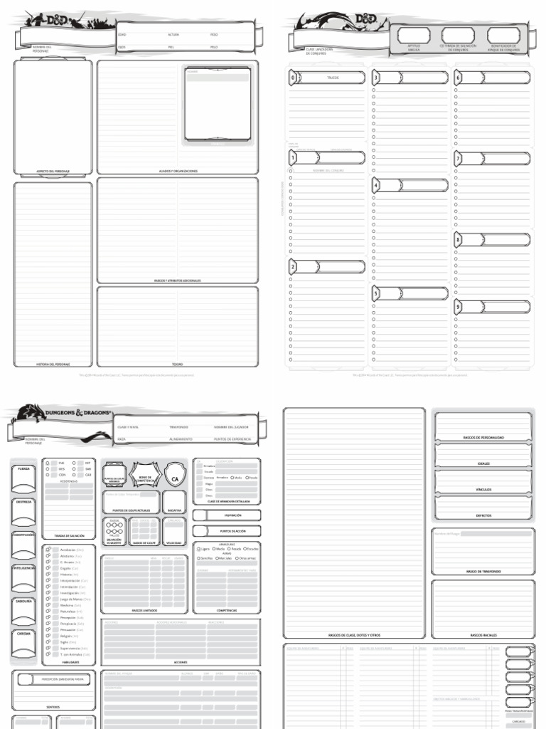 Ficha de Personaje Dnd5e Mejorada DosPaginas | PDF