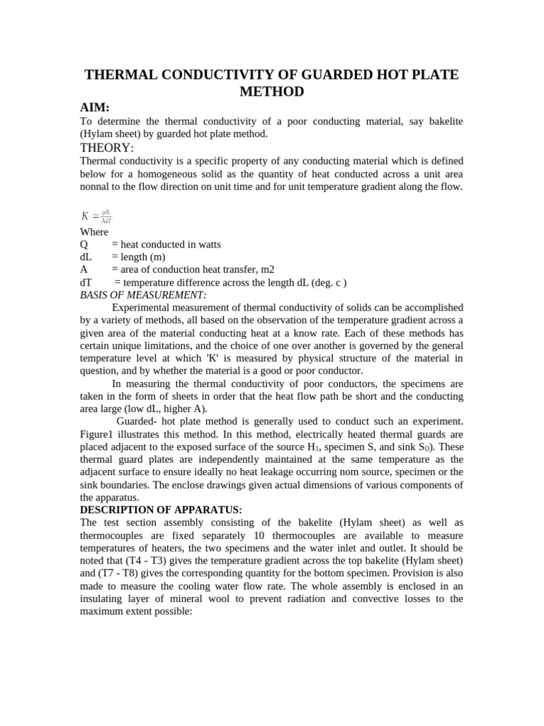 Guarded Hot Plate NC | PDF | Heat | Thermal Conduction