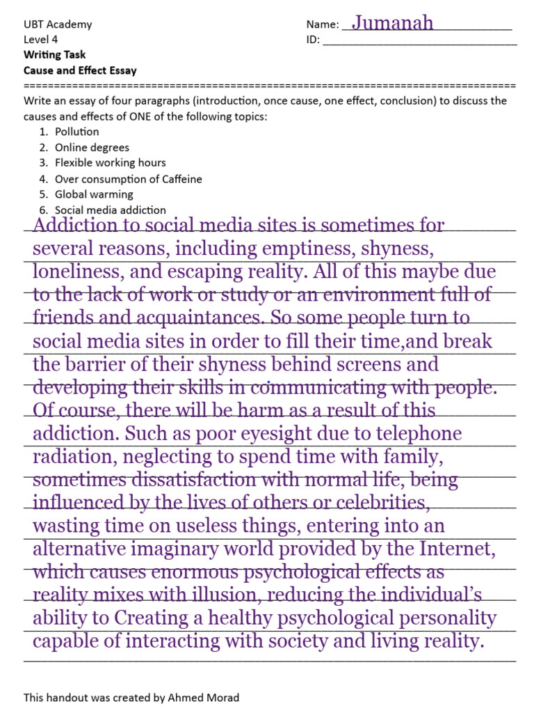 Writing Task 7, Cause and Effect | PDF