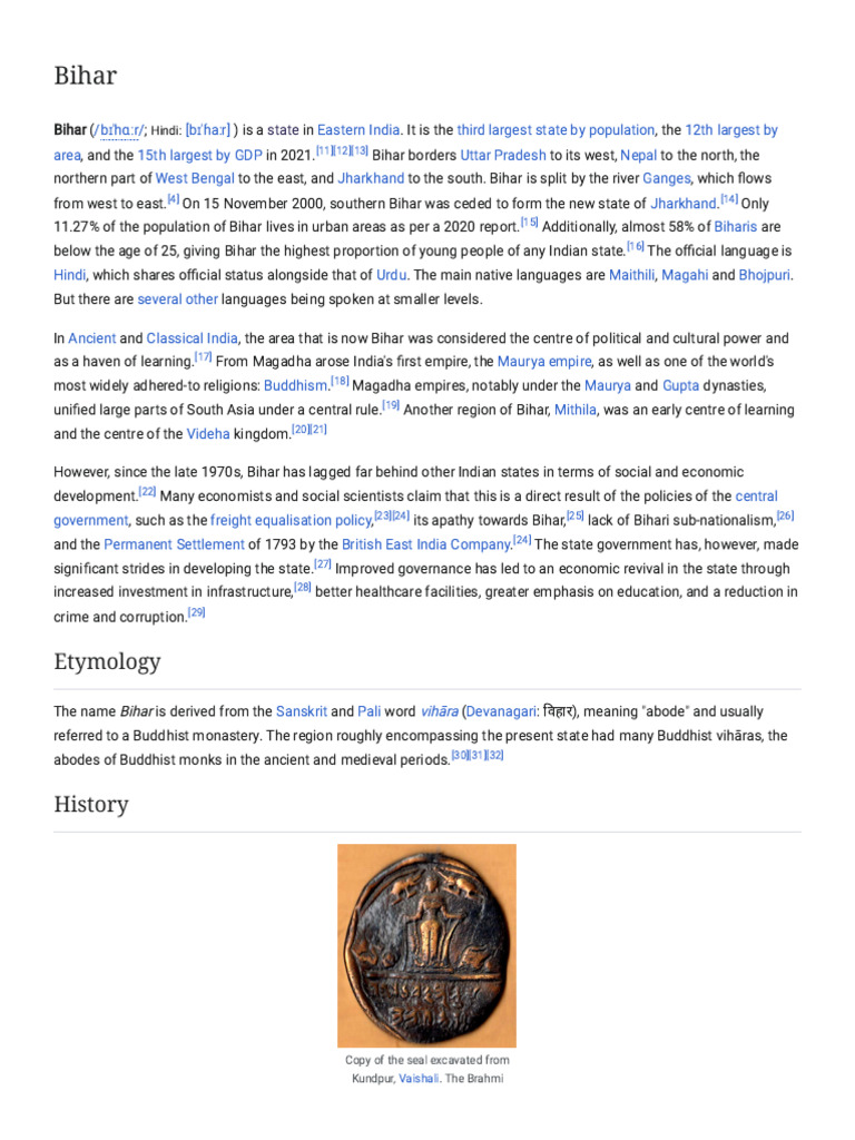 Bihar - Wikipedia | PDF
