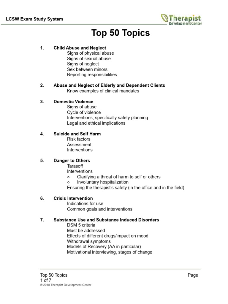 Top 50 Topics | PDF | Mental Disorder | Substance Abuse