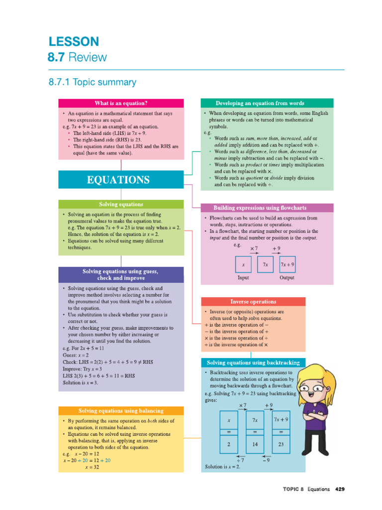 Year 7 Equations Lesson Sheet | PDF