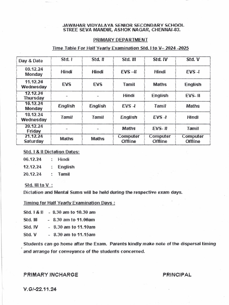 Std 1-5_he Timetable | PDF