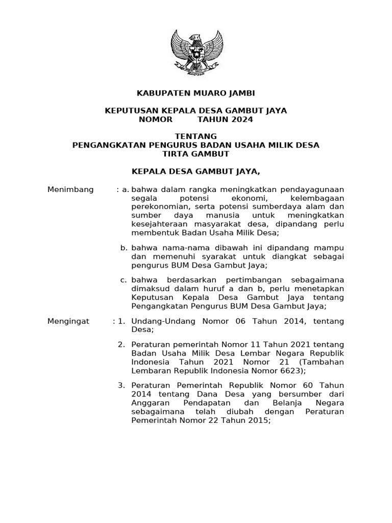 SK Bumdes 2024 | PDF