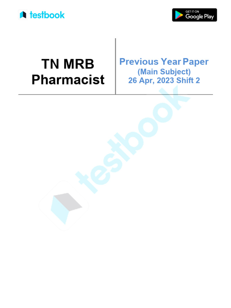 TN MRB Pharmacist Exam 2023 Insights | PDF | Pancreas | Malaria
