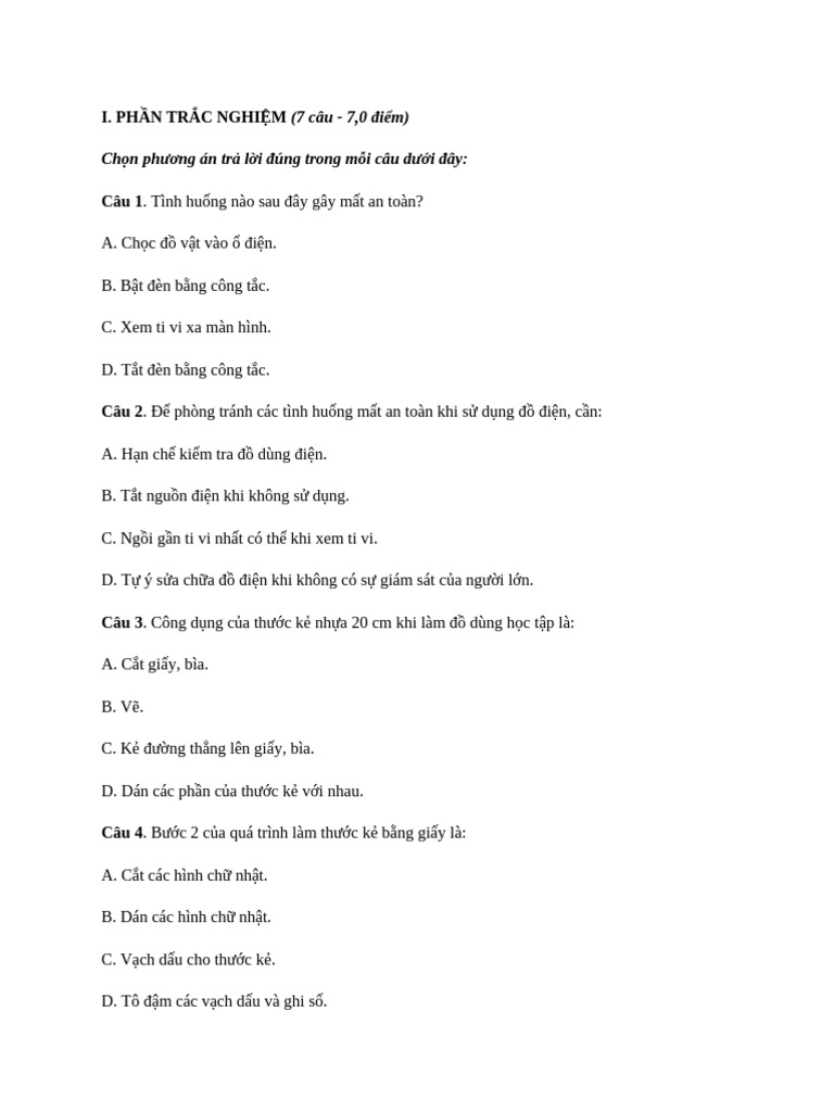 ĐỀ CN LỚP 3 HK2 | PDF