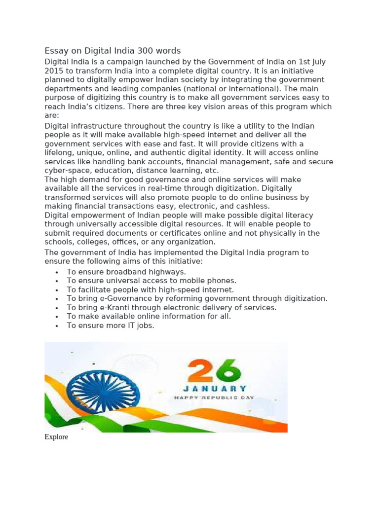 Essay On Digital India 300 Words | PDF