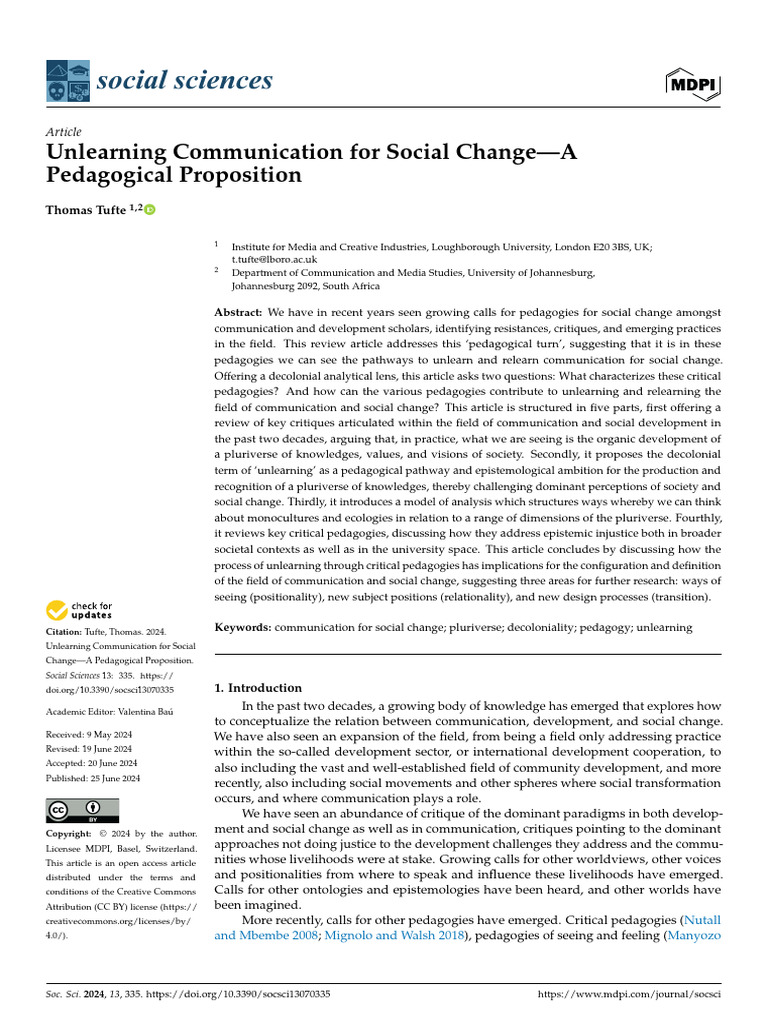 Unlearning_Communication_for_Social_Chan | PDF | Pedagogy | Knowledge