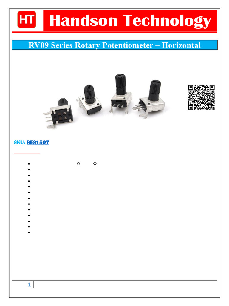 RV09 Potentiometer Specs | PDF | Printed Circuit Board | Electrical ...