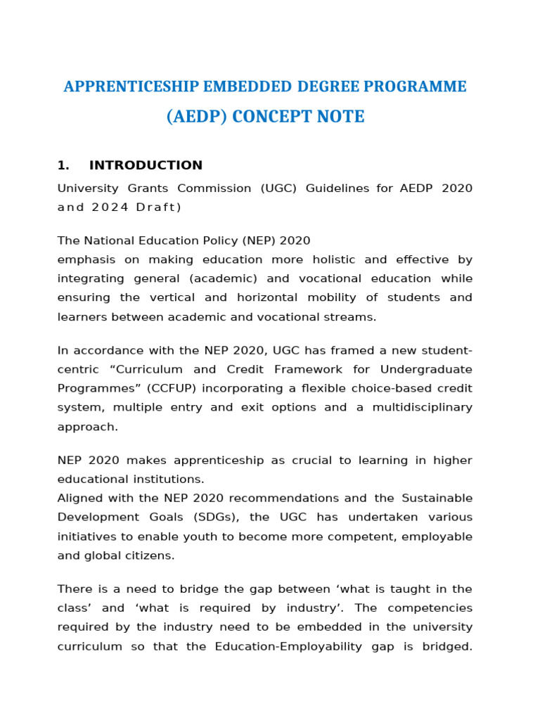 AEDP Concept Note | PDF | Apprenticeship | Occupational Safety And Health