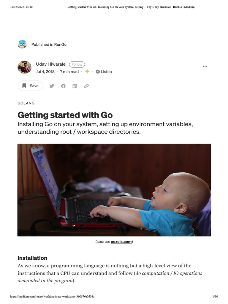 01-Getting started with Go. Installing Go on your system, setting… _ by Uday Hiwarale _ RunGo ...