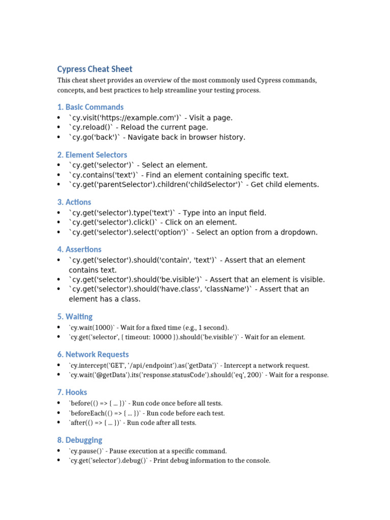 Cypress_Cheat_Sheet | PDF | Computing | Software