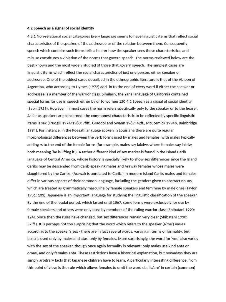 Speech As A Signal of Social Identity | PDF | English Language ...