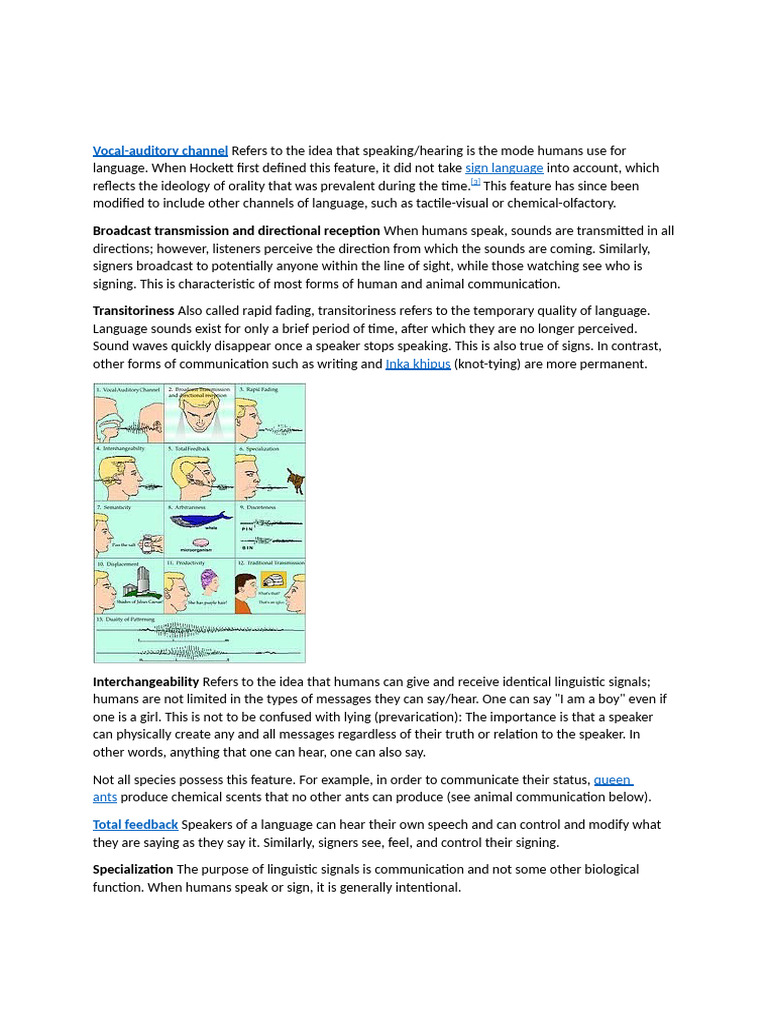 Hockett's Design Features of Language | PDF | Human Communication ...