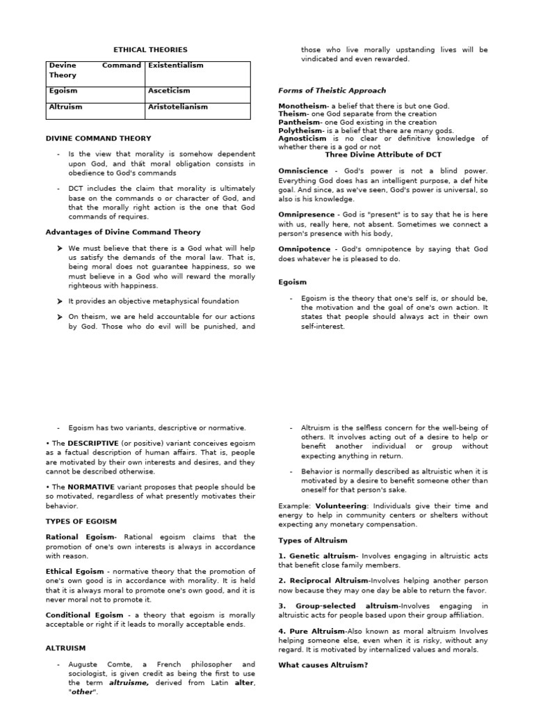 Ethical Theorie Wps Office | PDF | Hedonism | Altruism