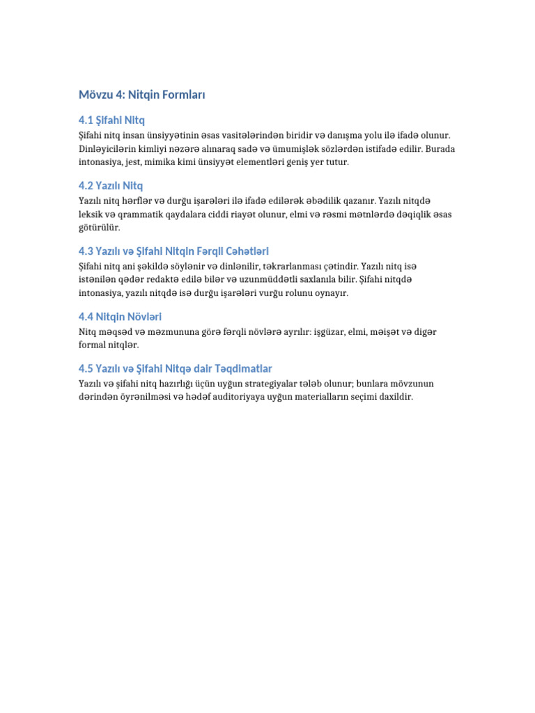 Nitqin Formalari Movzu4 | PDF