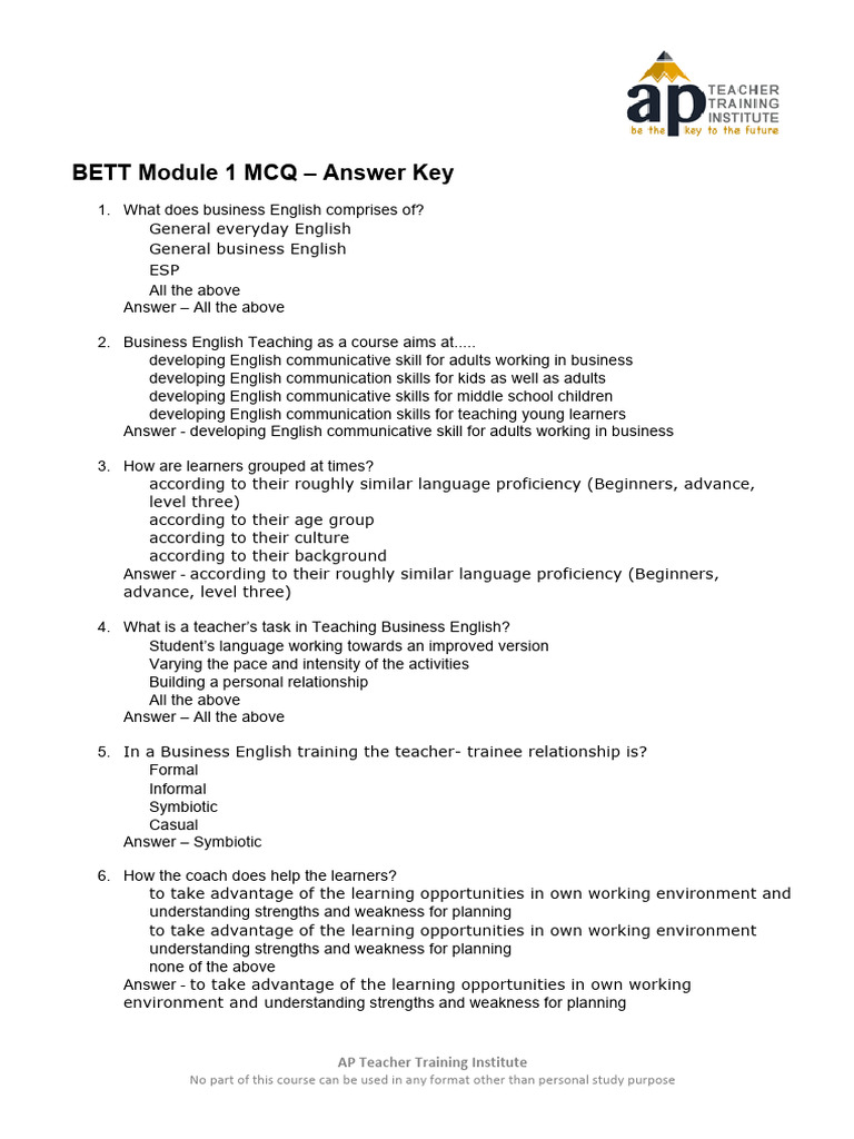 Assesment- module-1- BETT | PDF | Learning | English Language
