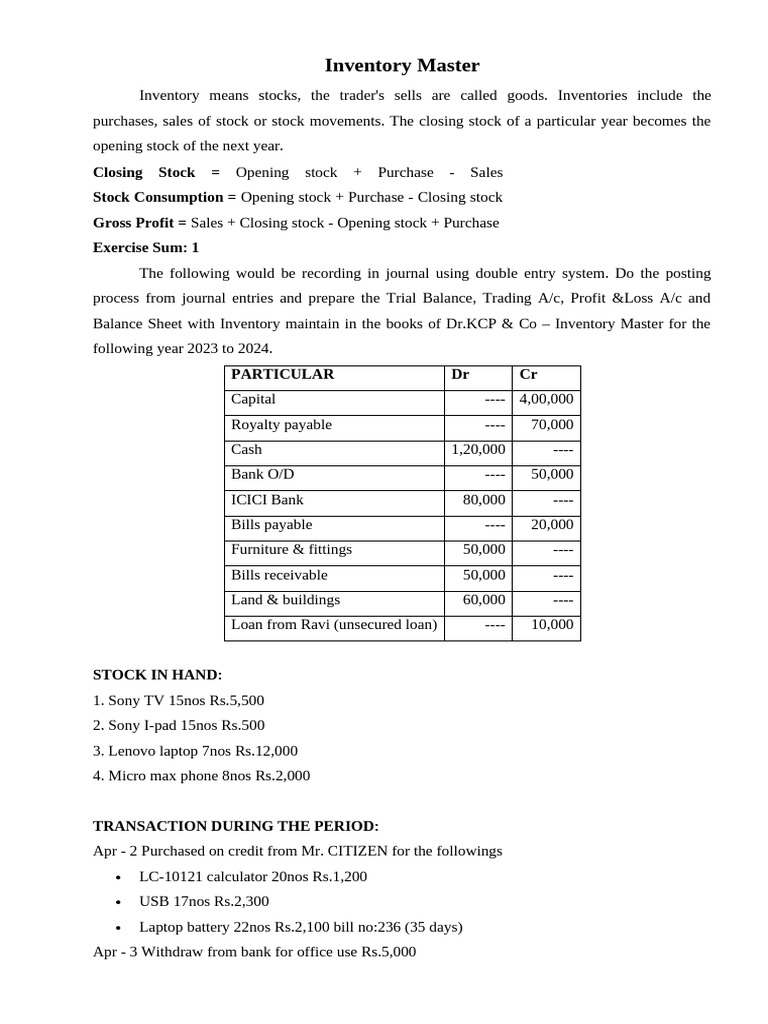 6. Inventory Master | PDF | Income Statement | Voucher
