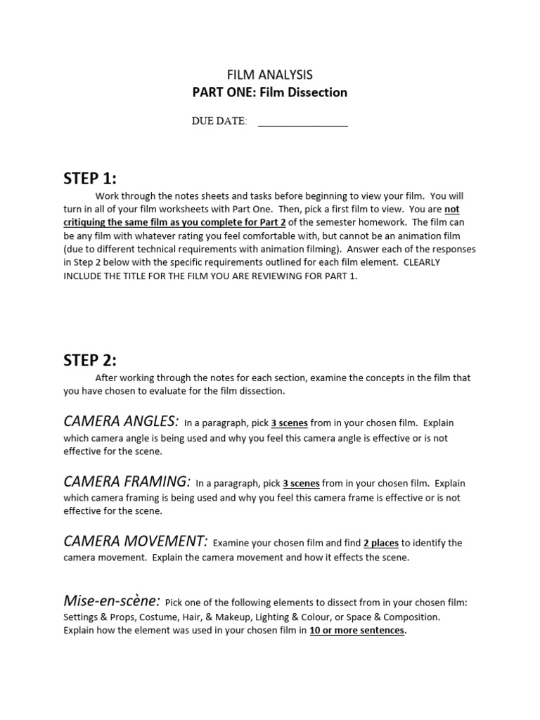 Film Analysis Quarter Homework | PDF