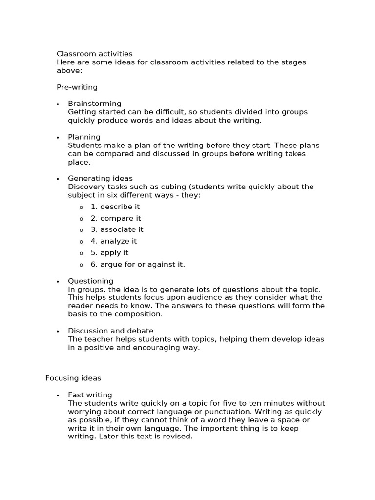 Classroom activities | PDF | Writing | Proofreading