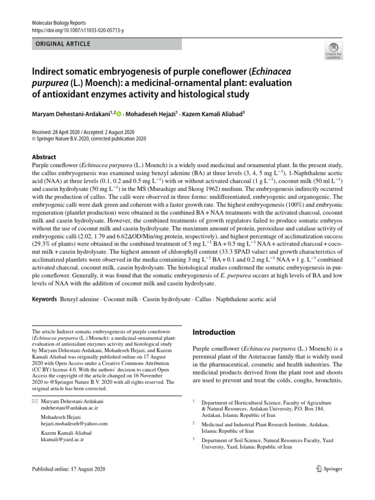 2020-Indirect Somatic Embryogenesis of Purple Coneflower (Echinacea ...