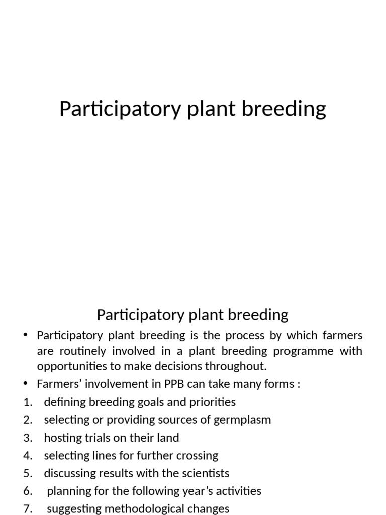 Participatory Plant Breeding | PDF | Plant Breeding