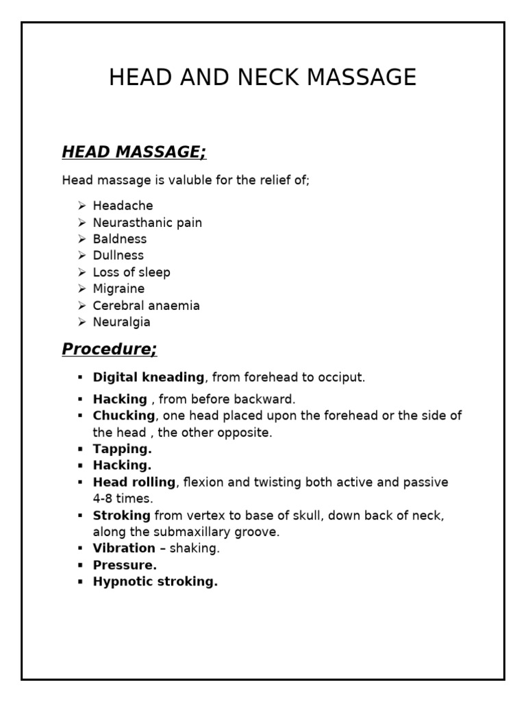 Head And Neck Massage 2 Pdf Massage Neck