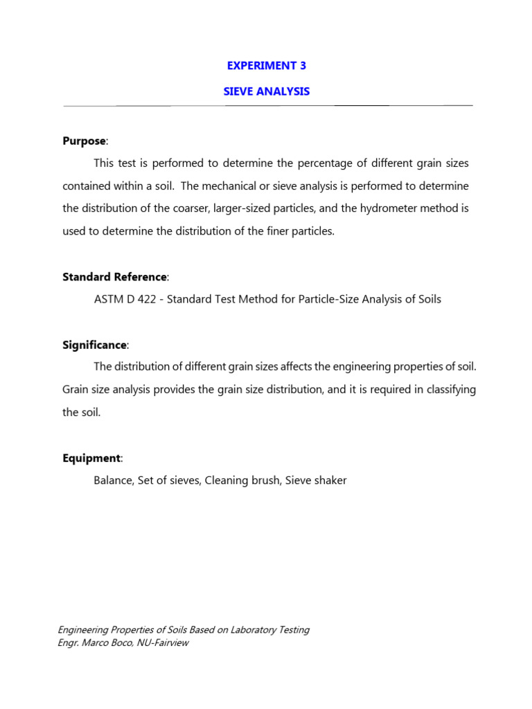 Experiment 3-Sieve Analysis | PDF