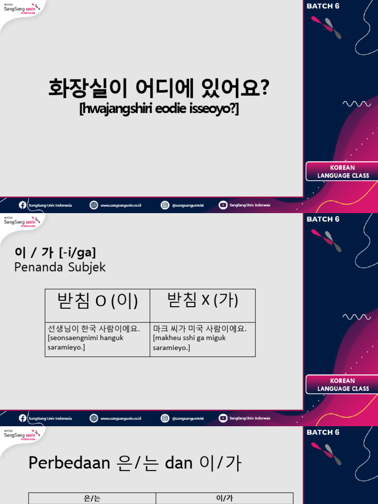 Materi Batch 6 Week 3 - Korean Language Beginner | PDF