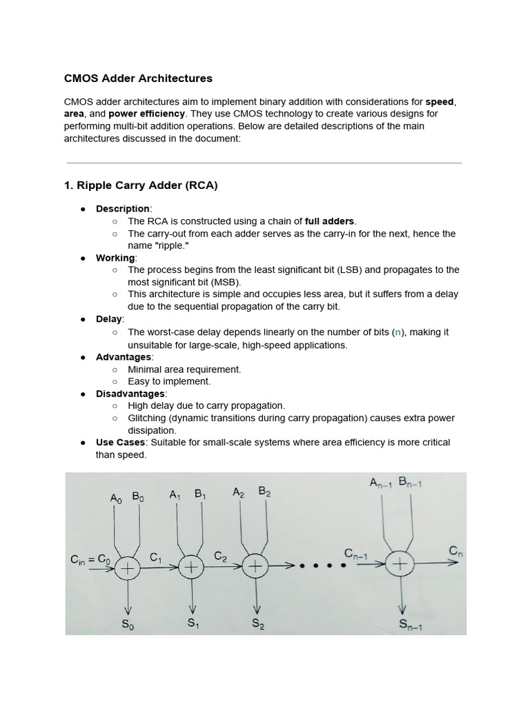 CMOS Adder Architectures | PDF | Digital Electronics | Computer Engineering