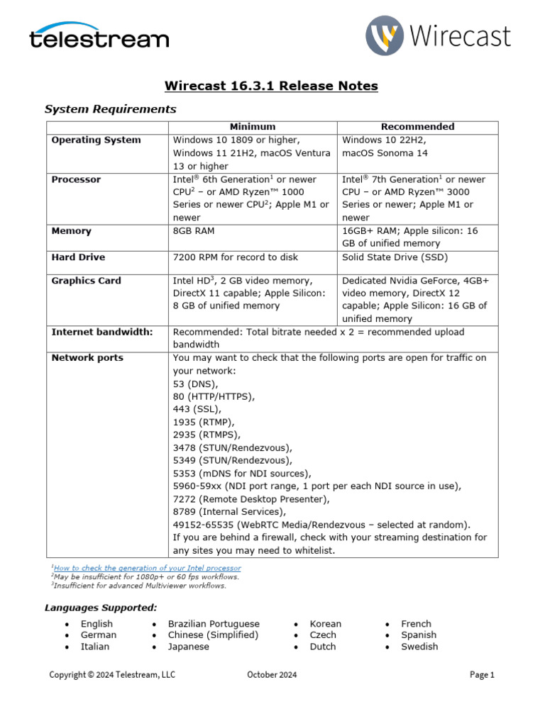 Rel-Wirecast-16 3 1 | PDF | Graphics Processing Unit | Computer Engineering