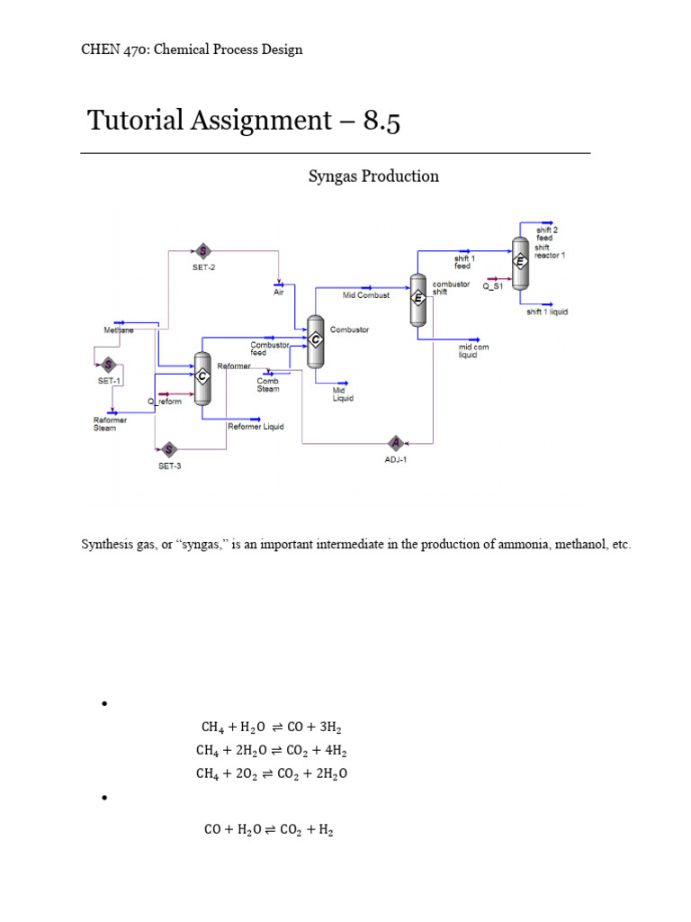 Tutorial 8.5 - Syngas Production | PDF | Methane | Chemical Reactions