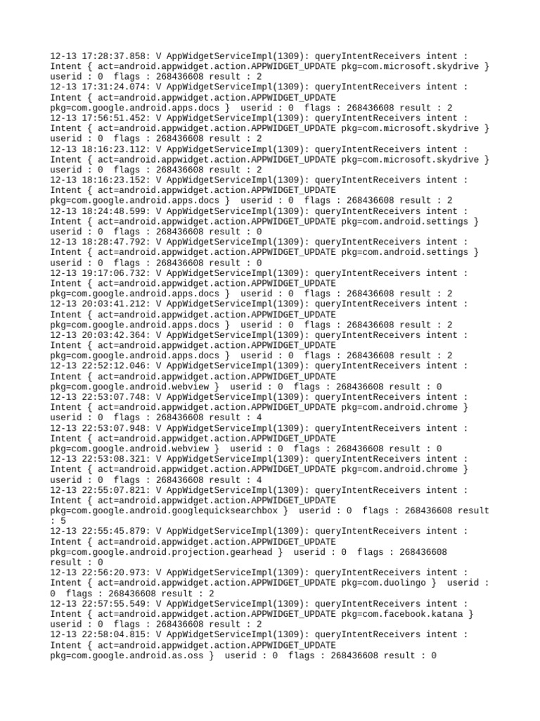 Appwidget History Log1 | PDF