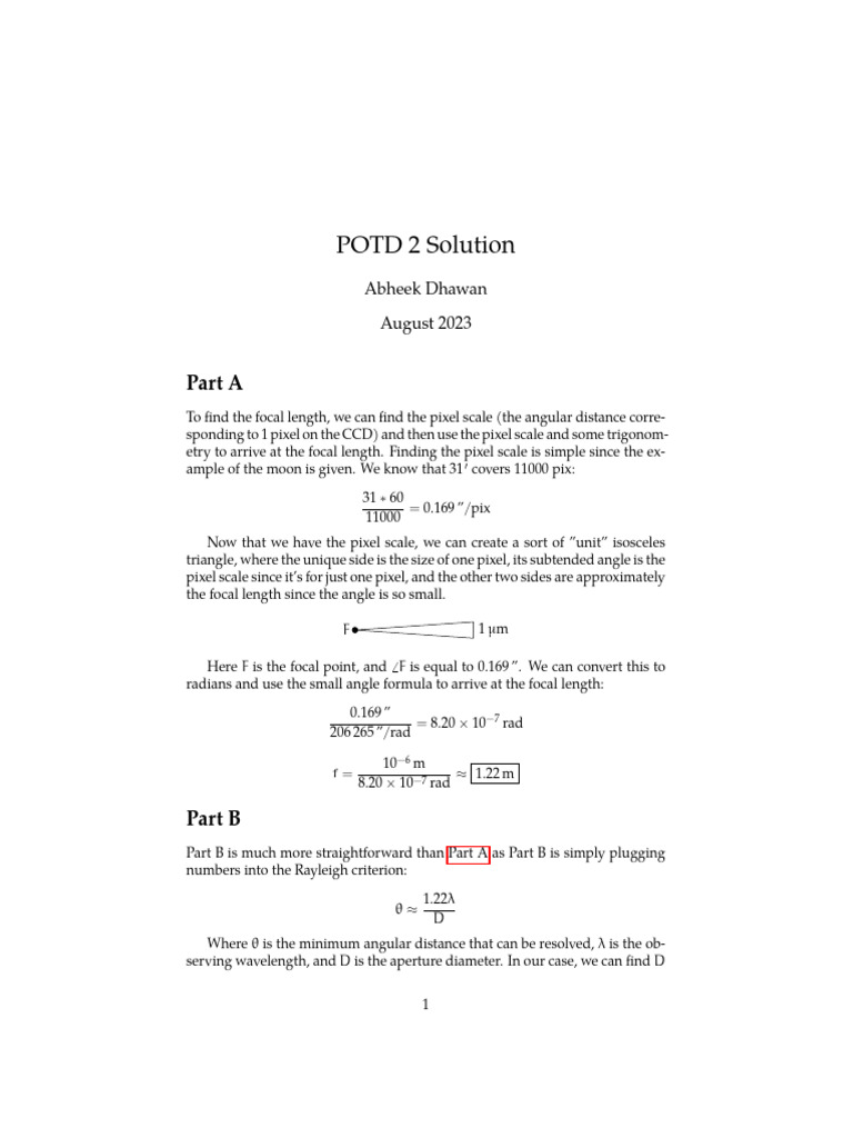 POTD_2_Solution | PDF | Angular Resolution | Pixel