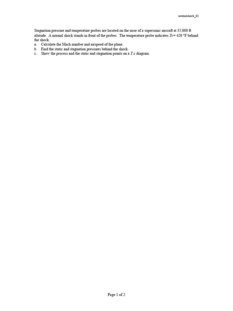 Normal Shock Question | PDF | Mach Number | Shock Wave