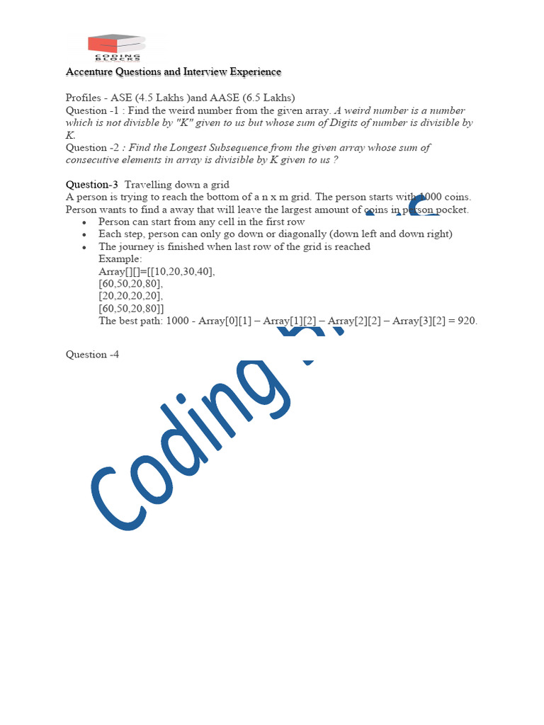 Accenture Interview Questions & Solutions | PDF | Class (Computer Programming) | Parameter ...