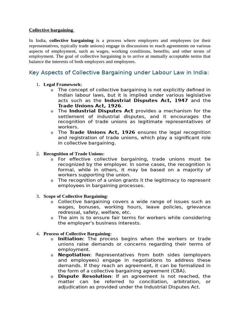 Law note | PDF | Collective Bargaining | Employment