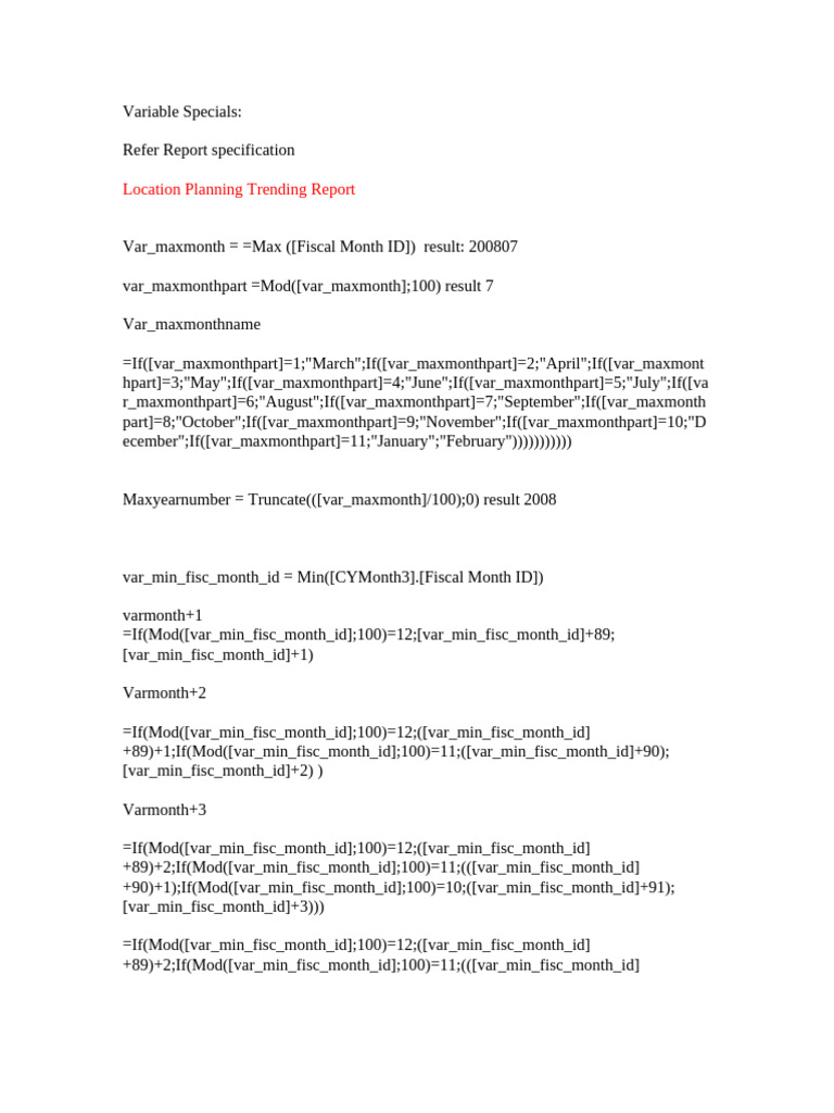 Webi Variable Specials | PDF