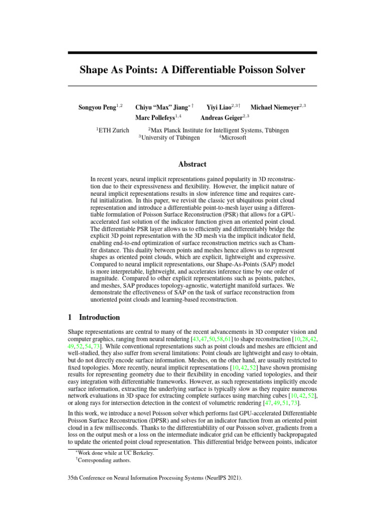 Shape As Points A Differentiable Poisson Solver Pdf Operator Mathematics Finite Element