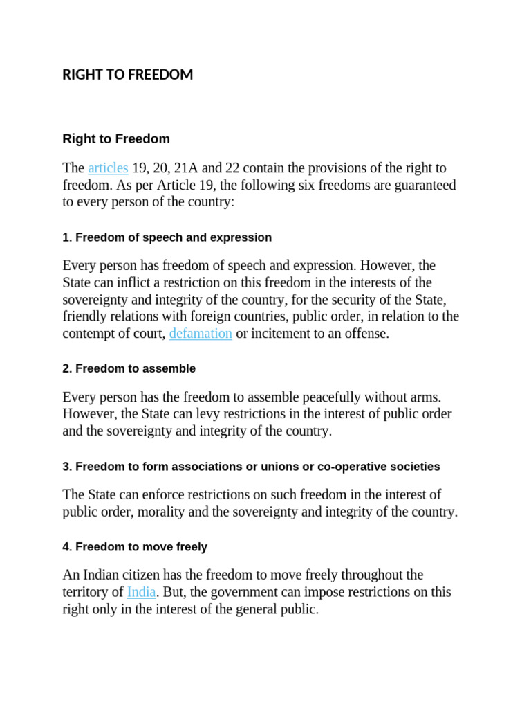 RIGHT TO FREEDOM | PDF