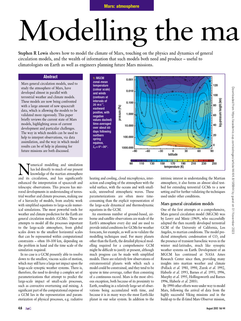 modelling of the martian atmosphere | PDF | General Circulation Model ...