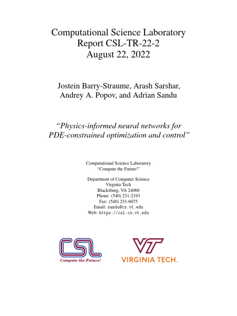 Physics-Informed Neural Networks For PDE Constrained Optim and Control | PDF | Applied Mathematics
