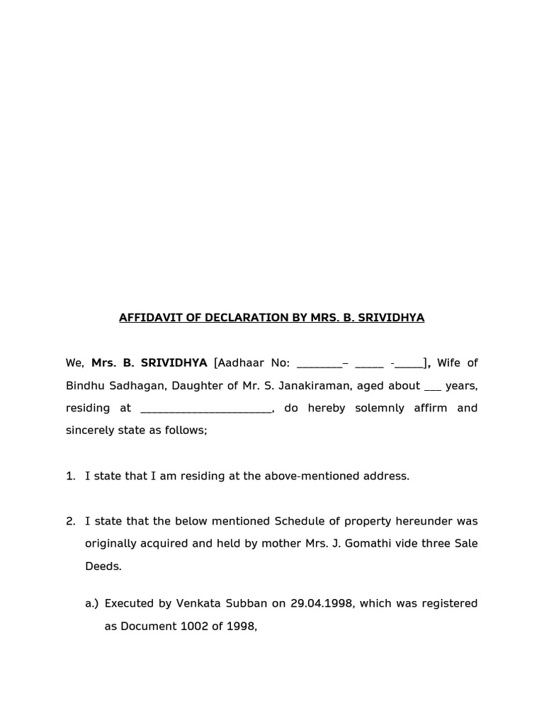 Affidavit of Property Settlement | PDF | Civil Law (Common Law ...