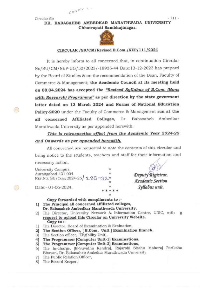 BCom Struct Syllabus Nep College Sem I II 24 25 | PDF