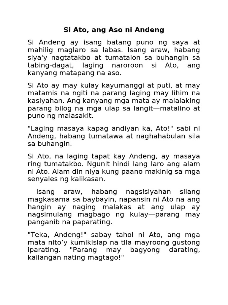 Si Ato ang aso ni andeng uodate story 2024-2025 | PDF