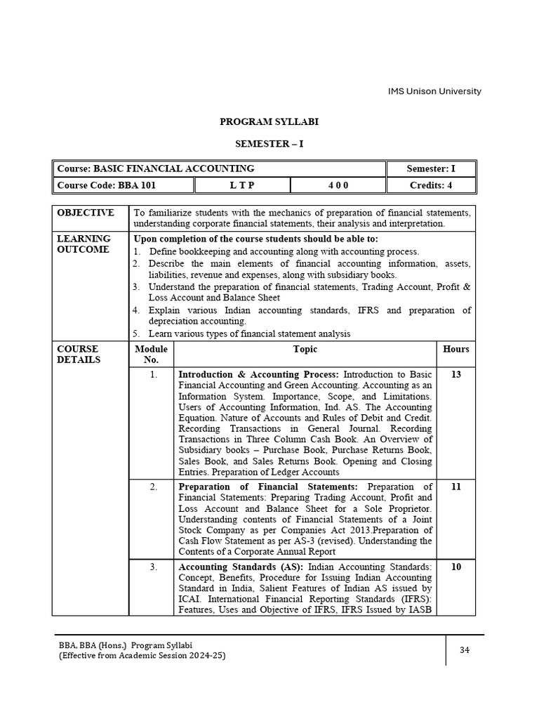 BBA Syllabus AY 2024-25 New Correction 17-02-2024 | PDF | Matrix ...