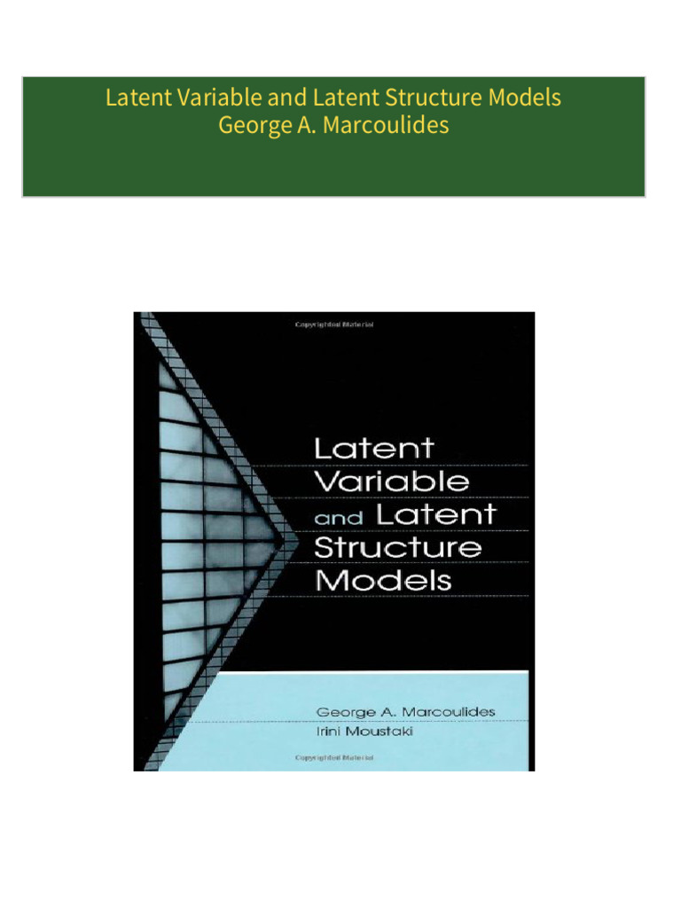 Where Can Buy Latent Variable and Latent Structure Models George A. Marcoulides Ebook With Cheap ...