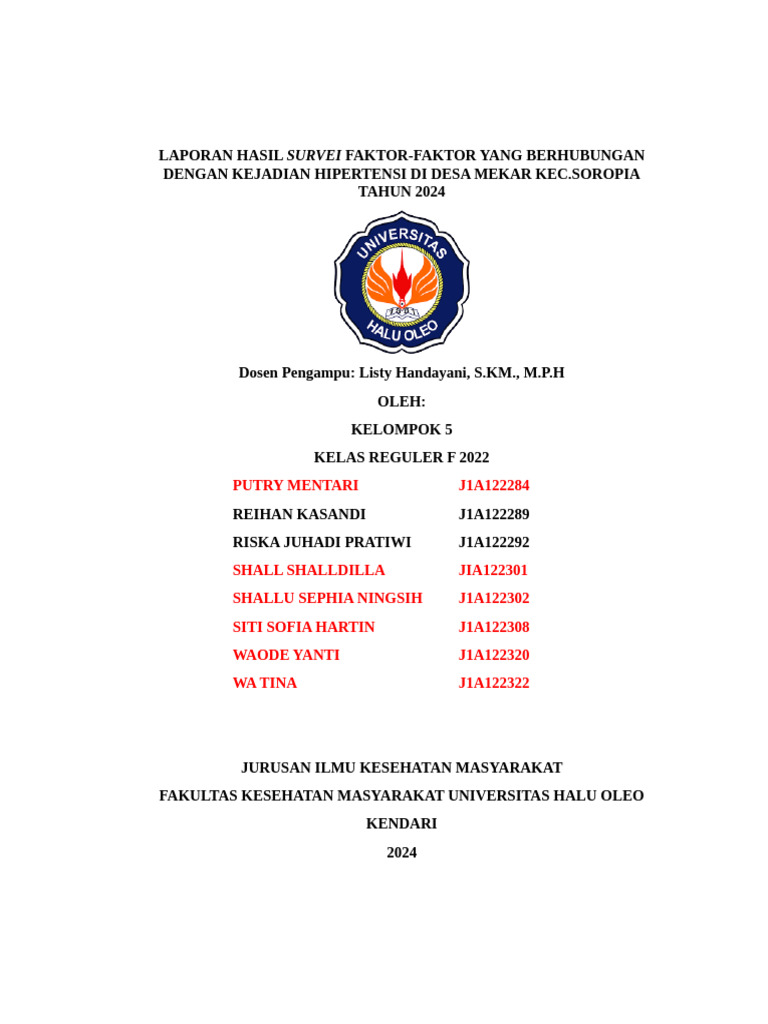 Laporan Epid Turlap KLPK 5 Ry | PDF