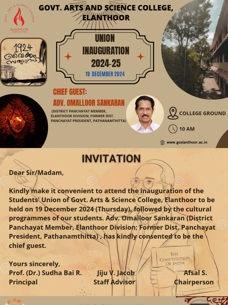 Elanthoor College Union Inauguration 2024 | PDF