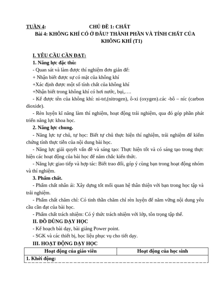 TUẦN 4 - KH4 KNTT | PDF